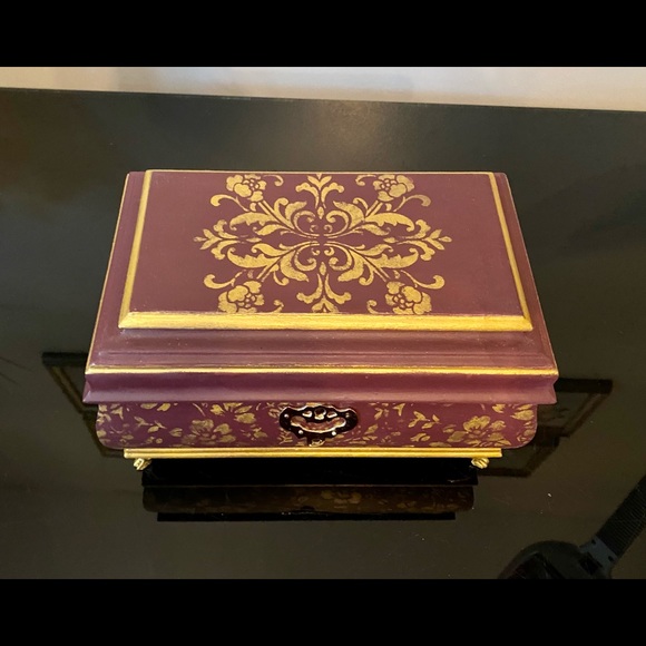 Storage & Organization | Painted Vintage Maroon And Gold Keepsake Box ...